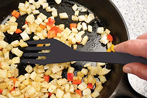 RSVP International (EFF-TQ) Silicone Flexible Fork, Black, 11" | Mixes Ingredients, Mashes Food, Whisks Eggs, & More | Dishwasher Safe & Heat Resistant | Baking, Serving, Mixing Made Easy