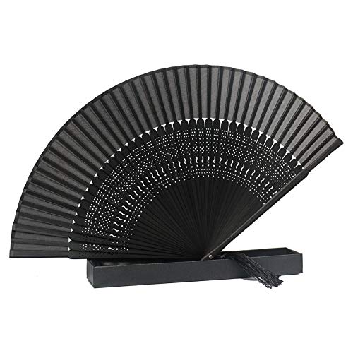 Folding Hand Held Fan, Silk Bamboo Folding Fans Wooden Handheld Folded Fan with Gift Boxed Oriental Handmade for DIY Wall Decoration Wedding Party Favor Women Man Dancing Show Props