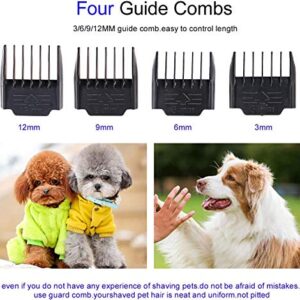 Hansprou Dog Shaver Clippers High Power Dog Clipper for Thick Heavy Coats Low Noise Plug-in Pet Trimmer Pet Professional Grooming Clippers with Guard Combs Brush for Dogs Cats and Other Animals