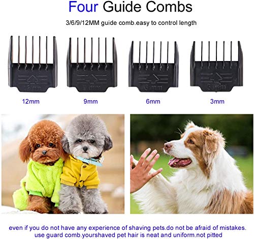 Hansprou Dog Shaver Clippers High Power Dog Clipper for Thick Heavy Coats Low Noise Plug-in Pet Trimmer Pet Professional Grooming Clippers with Guard Combs Brush for Dogs Cats and Other Animals