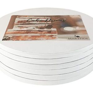 12 Inch Cake Board Drums Round, 6-Pack, White, Sturdy 1/2" Thick for Heavy Or Multi-Tiered Cakes