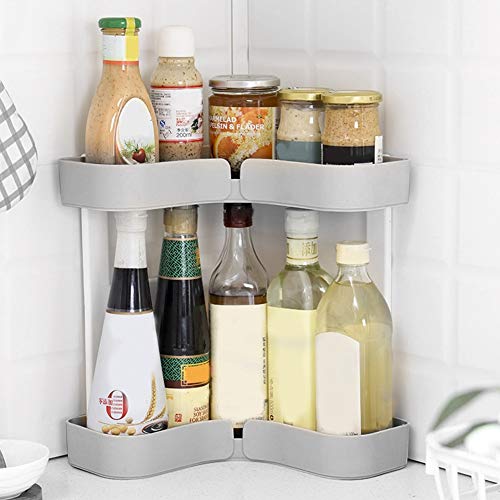 Bathroom Corner Shelf - Muti-Function Double Layers Corner Storage Shelf Rack Organizer for Bathroom Kitchen Bedroom