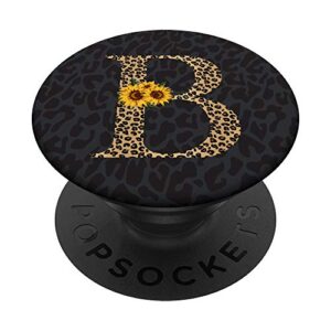 leopard cheetah animal print sunflower monogram letter b popsockets swappable popgrip