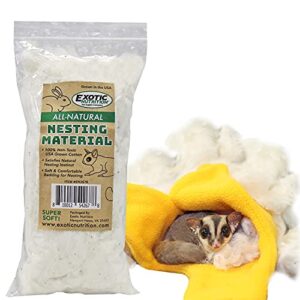 All-Natural Nesting Material (1.5 oz.) - 100% Cotton Eco-Friendly Animal Bedding - For Sugar Gliders, Squirrels, Hamsters, Rabbits, Chinchillas, Rats, Mice, Gerbils, Guinea Pigs and Other Small Pets