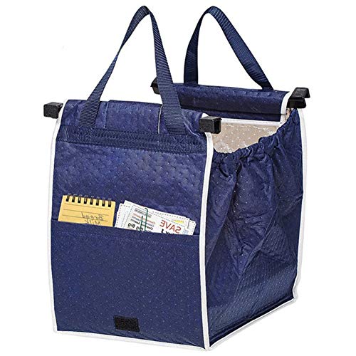 Reusable Grab Bags Insulated Food Storage Bag, Collapsible Grocery Tote Bags with Handles, Grab and Go Bag Shopping Trolley Bag Clip on Shopping Cart As Seen On TV