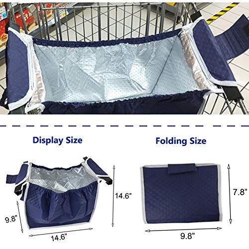 Reusable Grab Bags Insulated Food Storage Bag, Collapsible Grocery Tote Bags with Handles, Grab and Go Bag Shopping Trolley Bag Clip on Shopping Cart As Seen On TV