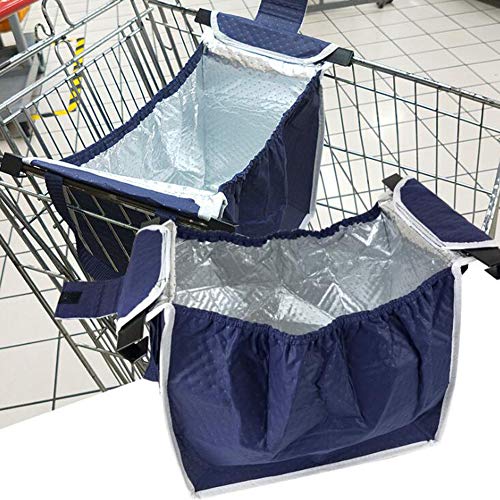 Reusable Grab Bags Insulated Food Storage Bag, Collapsible Grocery Tote Bags with Handles, Grab and Go Bag Shopping Trolley Bag Clip on Shopping Cart As Seen On TV