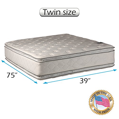 Dream Sleep Serenity PillowTop Twin Size 2-Sided Mattress Only with Mattress Cover Protector - Sleep System with Enhanced Cushion Support, Long Lasting Comfort by Dream Solutions USA