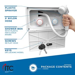 ITC Fontana RV or Boat Exterior Shower Box Kit Faucet with Shower Head (Locking Door Assembly - White with 5' Hose)