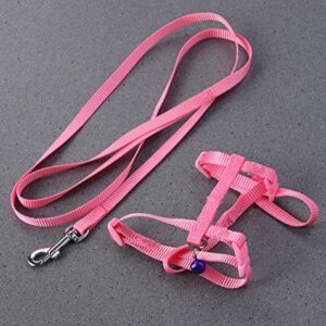 POPETPOP Adjustable Pet Rabbit Bunny Harness Leash - Small Pet Walking Running Harness Leash Lead with Small Bell - Small Animal Accessories (Pink with Bell Color Random)