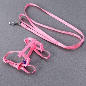 POPETPOP Adjustable Pet Rabbit Bunny Harness Leash - Small Pet Walking Running Harness Leash Lead with Small Bell - Small Animal Accessories (Pink with Bell Color Random)