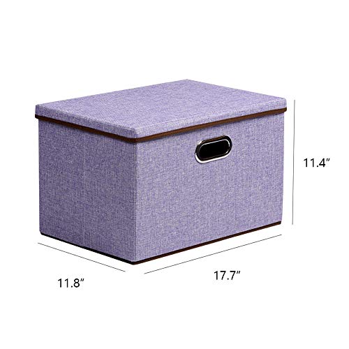 UUJOLY Large Foldable Storage Bins with Lids, Cube Collapsible Nursery Storage Box for Bedroom, Wardrobe, Shelf, Office (purple)