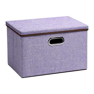 uujoly large foldable storage bins with lids, cube collapsible nursery storage box for bedroom, wardrobe, shelf, office (purple)