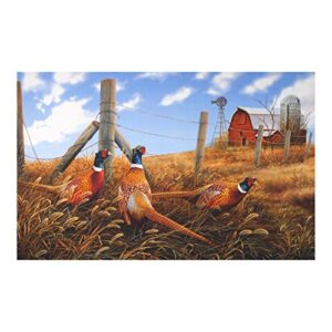 northcott pheasant run pheasant 28in panel tan multi quilt fabric