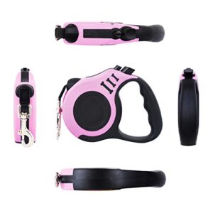 PETIMP Retractable Dog Leash Lightweight 16FT Leash, with Folding Bowl,Dispenser,Waste Bags, for Small Medium Dogs(Pink)