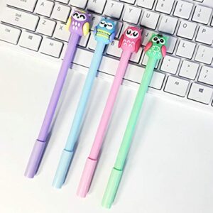 win-market animal cute owl gel ink pen cute kawaii black writing pens ballpoint black ink gel pen party gift gel ink pens funny school stationery office supplies(6pcs)