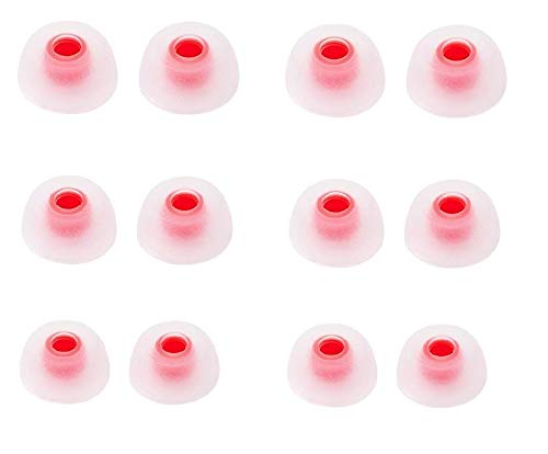 BLLQ 12 PCS Replacement Ear Gels Ear Buds Tips Eargels Compatible with Jabra Elite Active 65t Earbuds/Jabra Elite 65t Earbuds / 75t Earbuds, S/M/L 3 Size 6 Pairs, White-Red 65t Tips