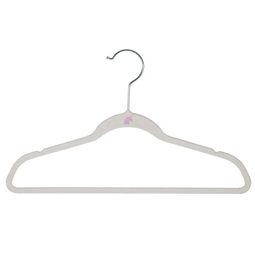 Simplify Kids 25 Pack Velvet Hangers, Slim Non Slip Design, Space Saver, Colors to Match Any Baby Nursey, White, 25 Count