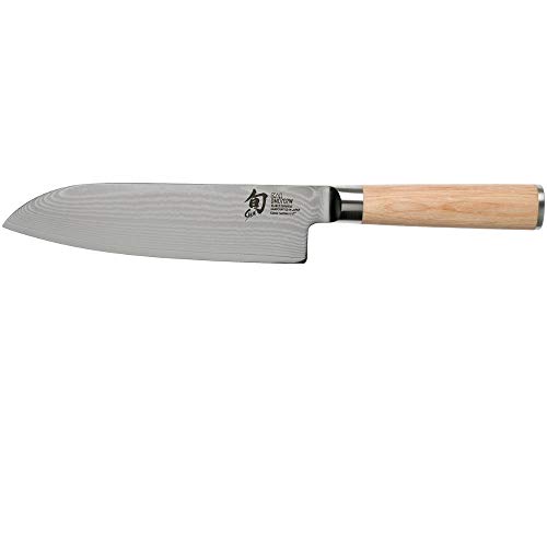 Shun Classic Blonde 7” Santoku Knife, Blonde PakkaWood Handle, Full Tang VG-MAX Blade