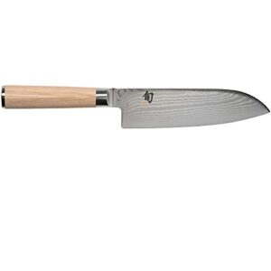 Shun Classic Blonde 7” Santoku Knife, Blonde PakkaWood Handle, Full Tang VG-MAX Blade