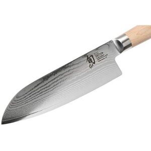 Shun Classic Blonde 7” Santoku Knife, Blonde PakkaWood Handle, Full Tang VG-MAX Blade