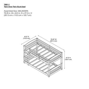 DHP Phoenix Twin Bunk Bed, Black