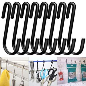 FAgdsyigao 4/8Pcs S-Shaped Hanging Hooks,Stainless Steel Hanging Hooks Kitchen Bathroom Hangers Holder Black 4pcs