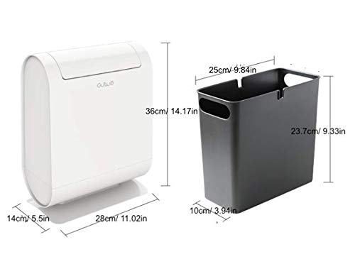 Modern Simple Design Bathroom Garbage Can Container with Lid and Plastics Bag Storage Dispenser Elegant Hygienic Wastebasket | Home Office Bedroom Kitchen Trash Bin Diaper Pail | Grey | 7L/1.8 Gal