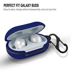 LiZHi Case for Samsung Galaxy Buds + Plus (2020) / Galaxy Buds (2019), Galaxy Earbuds Silicone Skin Cover Shock-Absorbing Protective Case with Keychain, Navy Blue