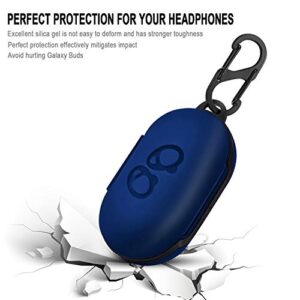 LiZHi Case for Samsung Galaxy Buds + Plus (2020) / Galaxy Buds (2019), Galaxy Earbuds Silicone Skin Cover Shock-Absorbing Protective Case with Keychain, Navy Blue