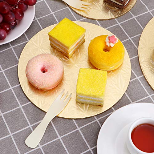 Hemoton 4Pcs Reusable Thicker Cake Boards with Embossed Foil Wrapping and 3 Scrapers for Cake Decoration Wedding Birthday Party 12" 10" 8" 6" (Gold)