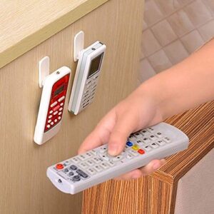 JWCE Controller Hook Remote Control Holder Wall Self Adhesive Hook - 4Set Multiuse TV Remote Control Air Conditioning Cordless Phone Sticky Wall Mount Key Hanger Organizer Holder Wall Sensor