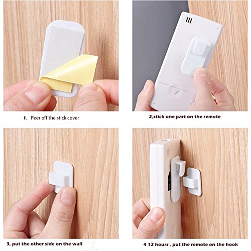 JWCE Controller Hook Remote Control Holder Wall Self Adhesive Hook - 4Set Multiuse TV Remote Control Air Conditioning Cordless Phone Sticky Wall Mount Key Hanger Organizer Holder Wall Sensor