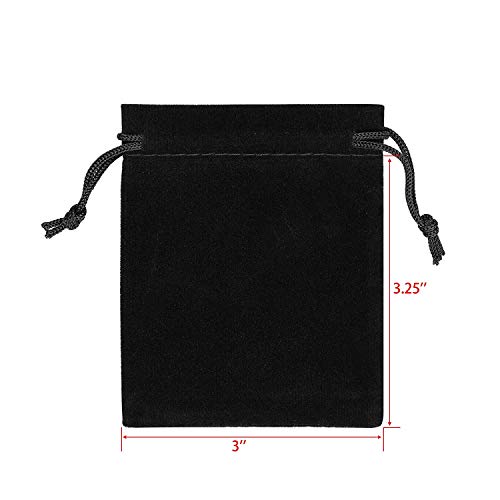 JIAKAI 30pcs Velvet Double Drawstring Cloth Bag.Jewelry Drawstring Pouches for Small Jewelry Bracelet/Headphones Bag/Beads/Spice/Gift Bags(Black)