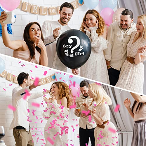 JAPJA Gender Reveal Powder Cannon & Confetti Balloon - 4 X-Large (16") Cannons (2 Pink 2 Blue Smoke Bomb | Poppers) & Boy or Girl Balloon, Party Supplies & Decorations for Baby Gender Reveal Party