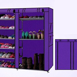 Mytunes 6 Tier Shoe Rack Organizer for 36 Pair Shoes, Shoe Tower Storage Shelf Holder with Non-Woven Fabric Cover (Purple)