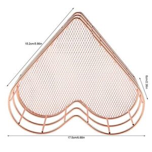 Heart Shape Storage Basket, Multifunctional Anti-Rust Iron Heart Shape Storage Basket Household Office Small Storage Box Anti-Rust Storage Basket(玫瑰金)