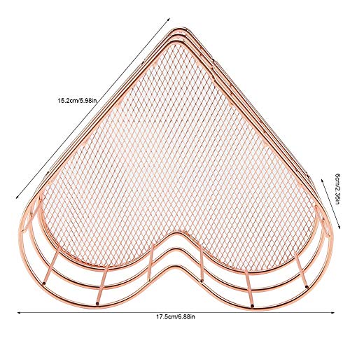 Heart Shape Storage Basket, Multifunctional Anti-Rust Iron Heart Shape Storage Basket Household Office Small Storage Box Anti-Rust Storage Basket(玫瑰金)