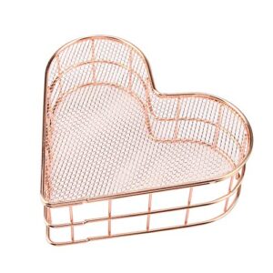 Heart Shape Storage Basket, Multifunctional Anti-Rust Iron Heart Shape Storage Basket Household Office Small Storage Box Anti-Rust Storage Basket(玫瑰金)