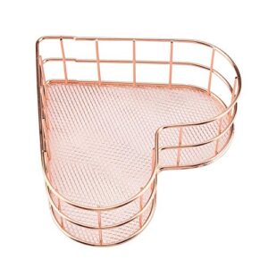 Heart Shape Storage Basket, Multifunctional Anti-Rust Iron Heart Shape Storage Basket Household Office Small Storage Box Anti-Rust Storage Basket(玫瑰金)