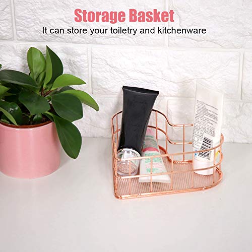 Heart Shape Storage Basket, Multifunctional Anti-Rust Iron Heart Shape Storage Basket Household Office Small Storage Box Anti-Rust Storage Basket(玫瑰金)