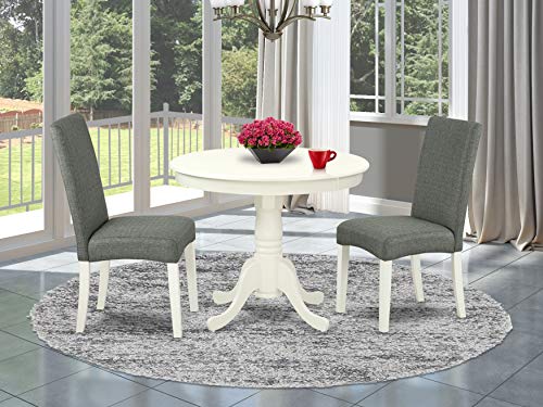 East West Furniture ANDR3-LWH-07 Dining Room Table Set, 3-Pieces