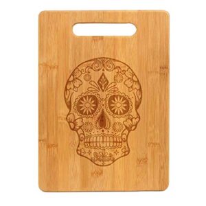 bamboo wood cutting board sugar candy skull