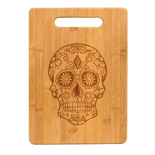 Bamboo Wood Cutting Board Sugar Candy Skull