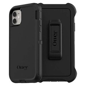 otterbox iphone 11 defender series case - black, rugged & durable, with port protection, includes holster clip kickstand