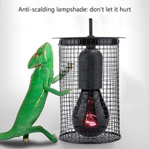 Sheens Reptile Anti Scald Lampshade, Day Night Ceramic Light Bulb Enclosure Cage Protector Round Reptile Heating Lamp Mesh Cover for Pet Reptile Amphibian