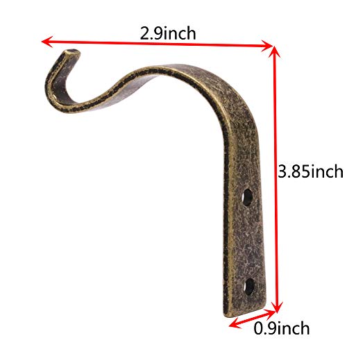 Merryshop Iron Wall Hooks Metal Heavy Duty Plant Hanger Bracket Coat Hook Decorative Hook for Small Plants Hanging Lanterns Coat Hangers Hanging Home Decor (Bronze 4 Pack)