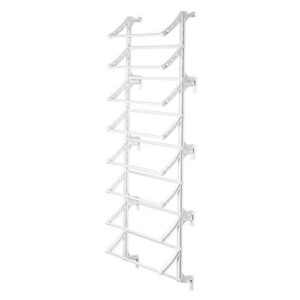 Imperial Home Shoe Rack - Metal Shoe Shelf with Black Plastic Frame – 4 Stackable Tiers Durable with Silver Metal Shelves for Walk-in Closet, Living Room, Entryway or Hallway (Over-The-Door)