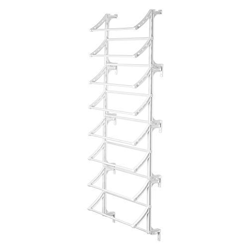 Imperial Home Shoe Rack - Metal Shoe Shelf with Black Plastic Frame – 4 Stackable Tiers Durable with Silver Metal Shelves for Walk-in Closet, Living Room, Entryway or Hallway (Over-The-Door)