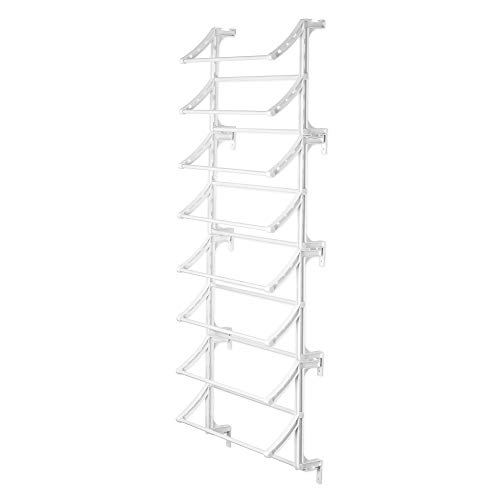 Imperial Home Shoe Rack - Metal Shoe Shelf with Black Plastic Frame – 4 Stackable Tiers Durable with Silver Metal Shelves for Walk-in Closet, Living Room, Entryway or Hallway (Over-The-Door)